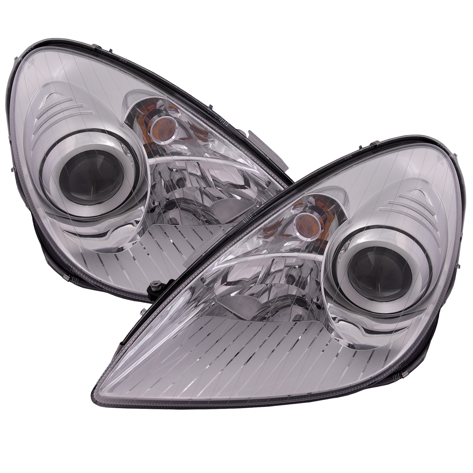 HEADLIGHTSDEPOT Chrome Housing Halogen Headlights Compatible with Mercedes Benz SLK280 SLK300 SLK350 SLK55 AMG Includes Left Driver and Right
