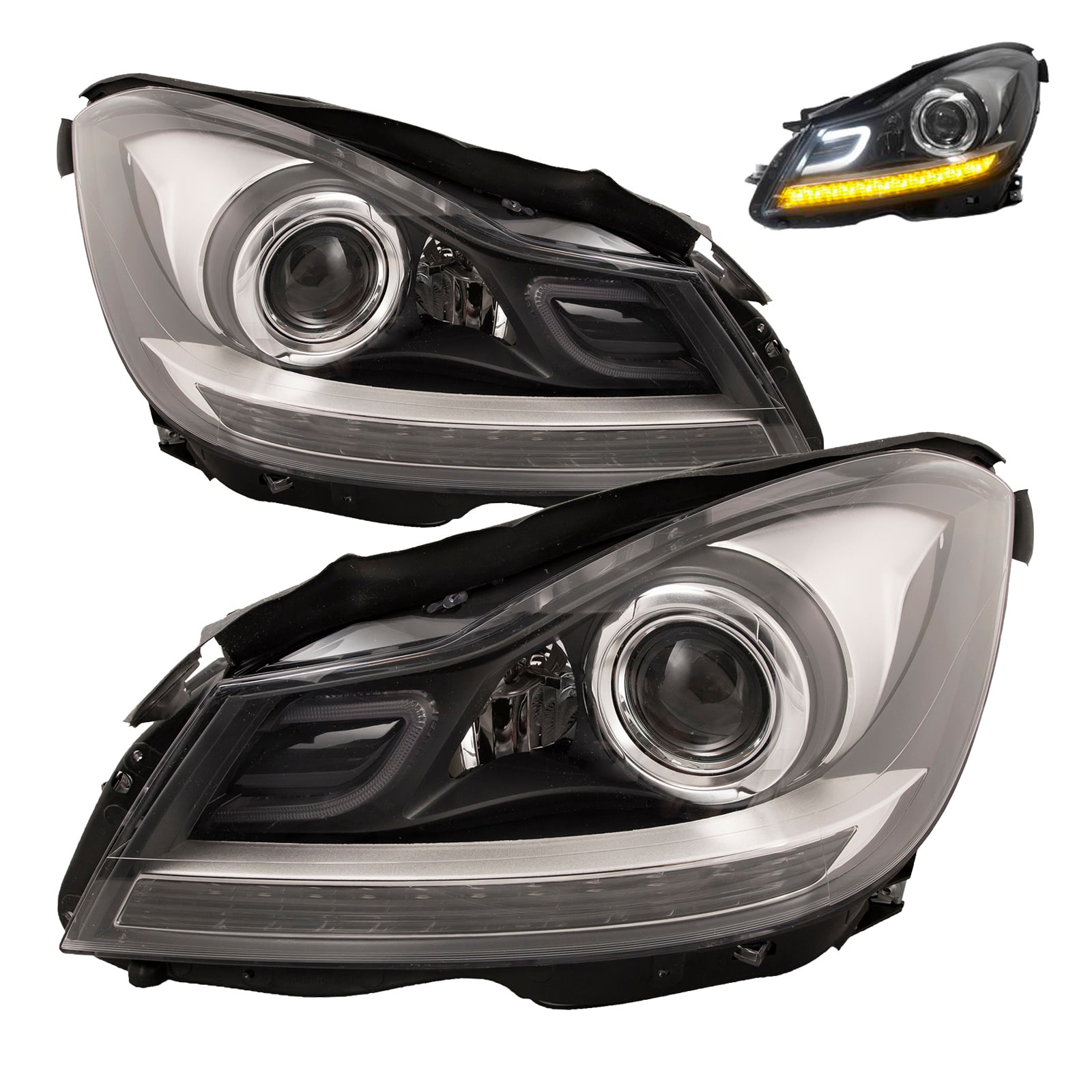 HeadlightsDepot Mercedes-Benz W204 C-Class (12-14) OE Style Halogen ...