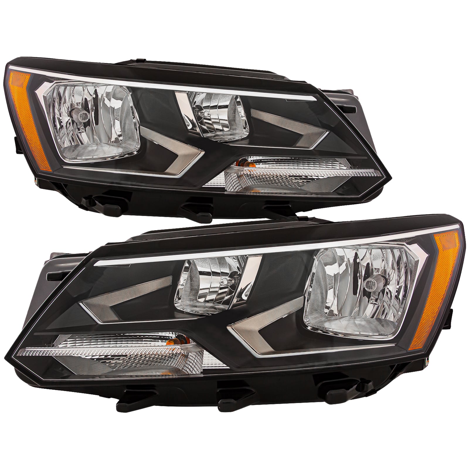 Headlights Set Fits 16-19 Volkswagen Passat CAPA Certified Halogen Pair
