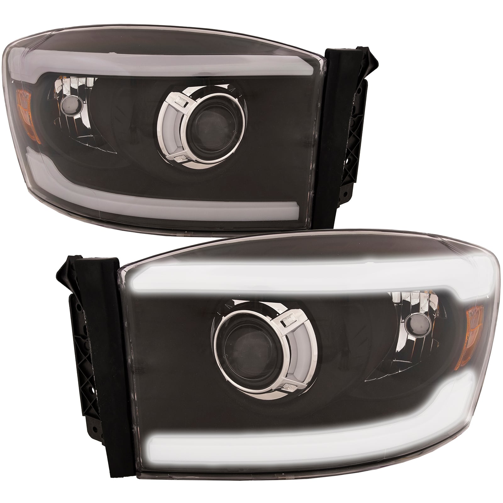 Headlights Depot 07-08 Dodge Ram Bi-LED Projector Headlights (Set; LED ...