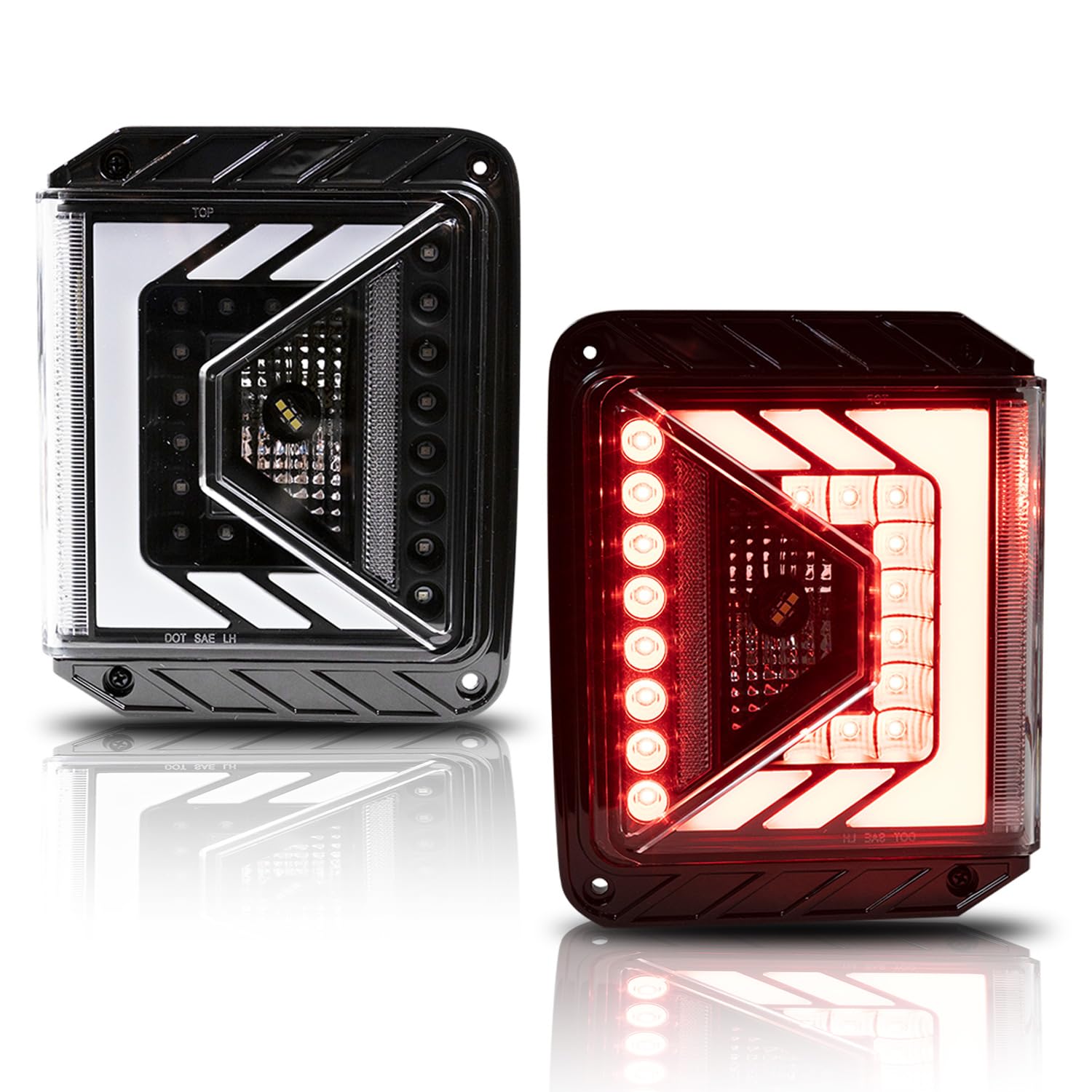 Black Off-Road Style LED Tail Light Set With Clear Lens For 2007-2018 ...