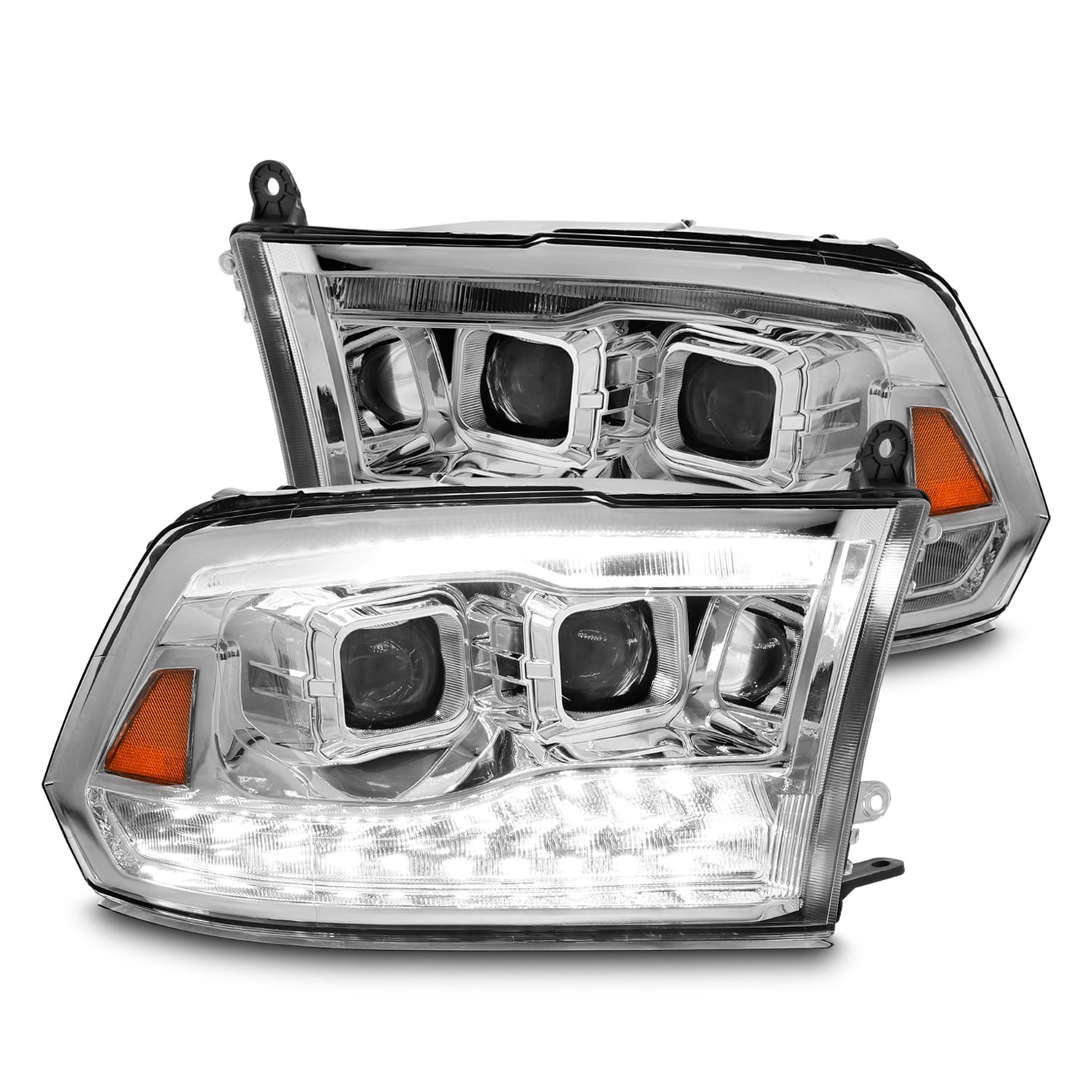 Halogen Dual Projector Switchback Headlight Set with Chrome Housing for ...