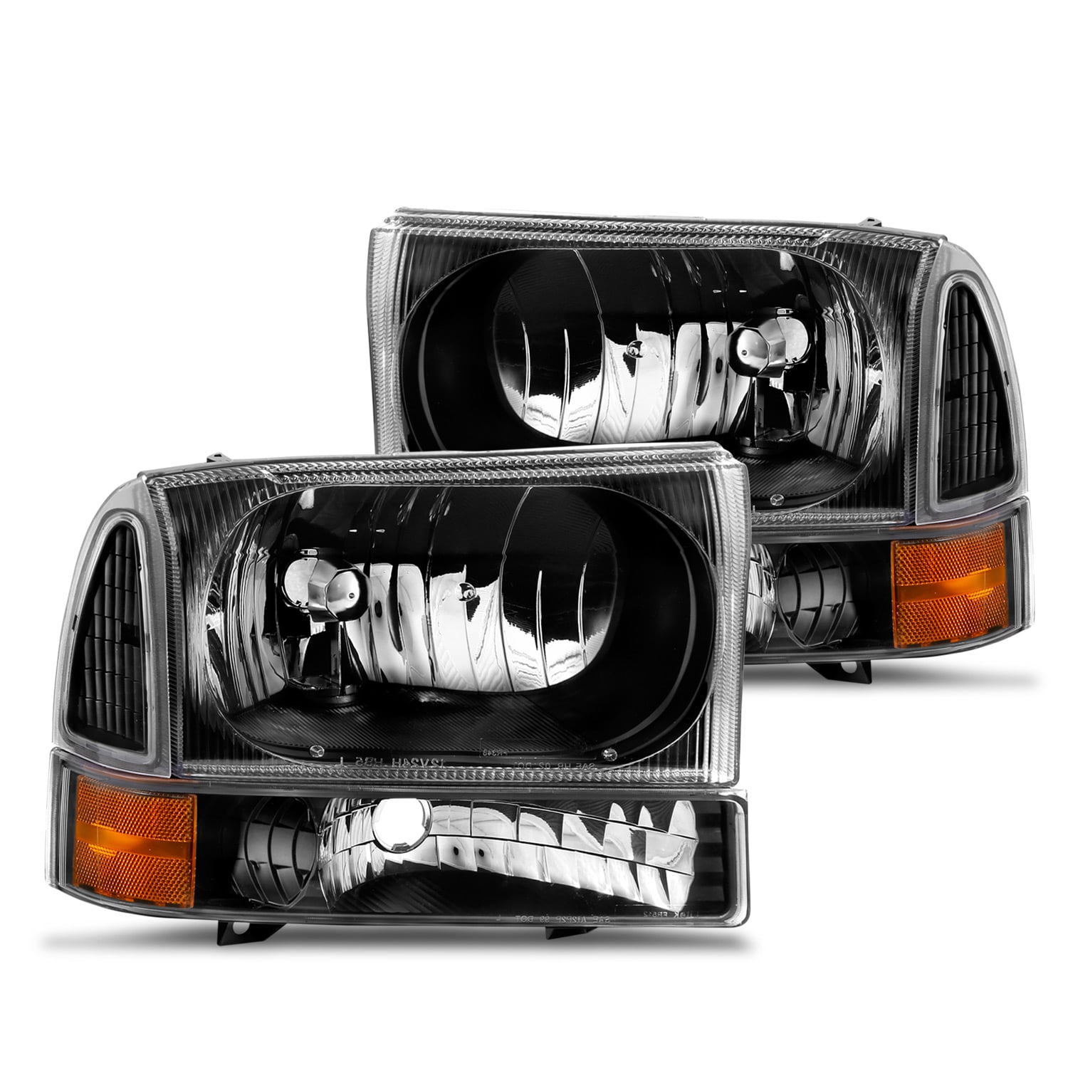 Halogen Headlight Set with Black Housing and Corner Lights for 99-04 ...