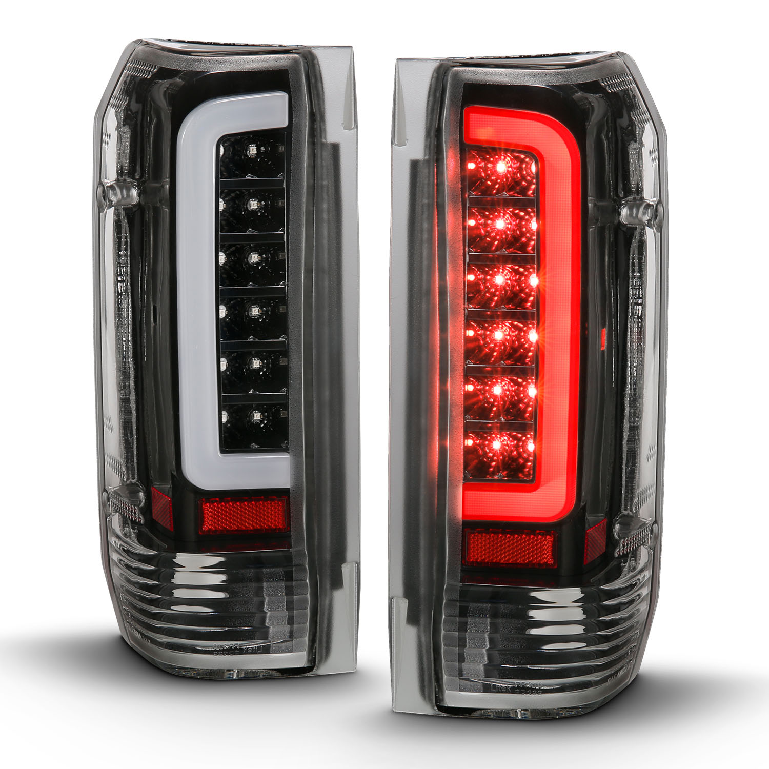 LED C-Bar Tail Light Set with Black Housing for 87-98 Ford F-150 F-250 ...