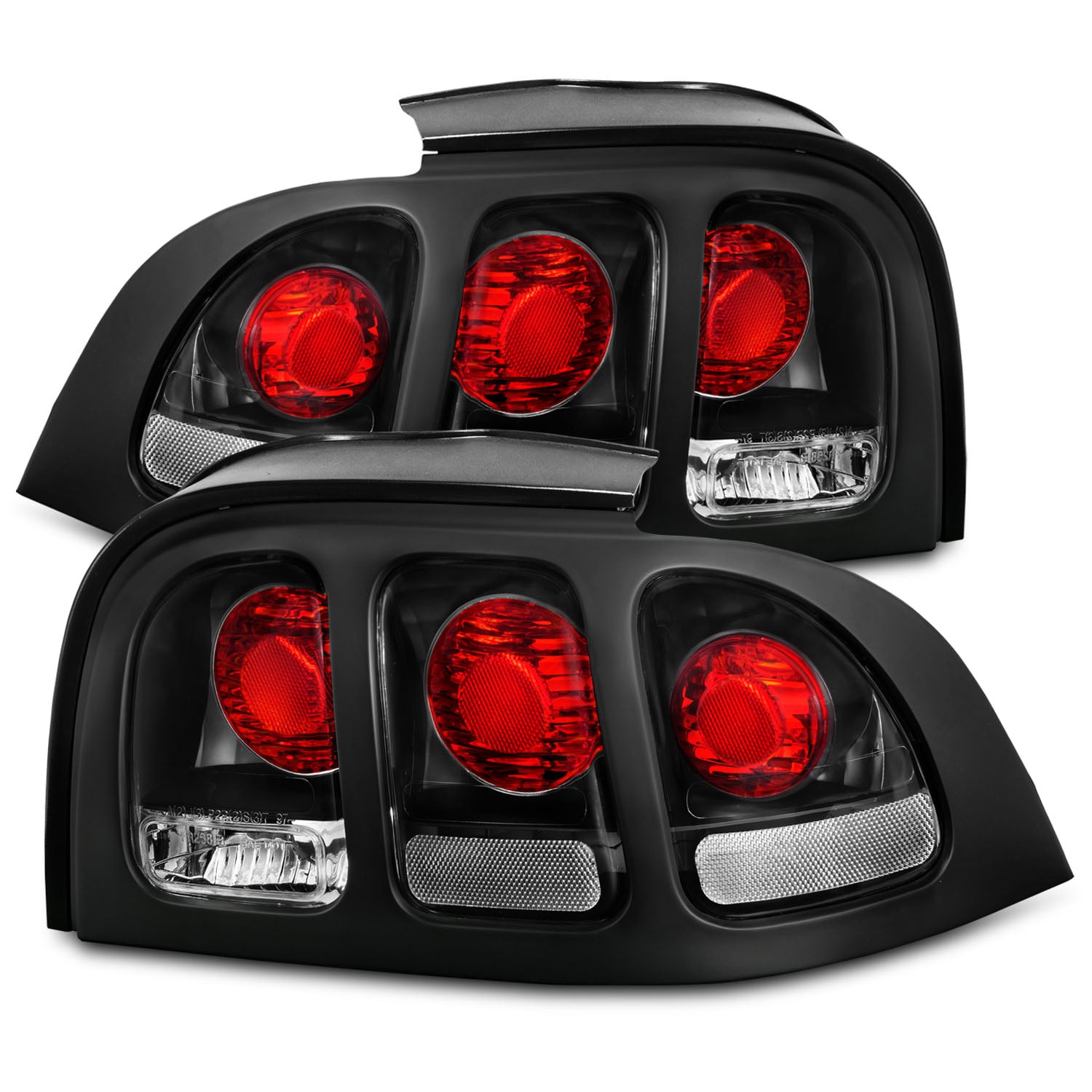 Incandescent Tail Light Set with Black Housing for 96-98 Ford Mustang