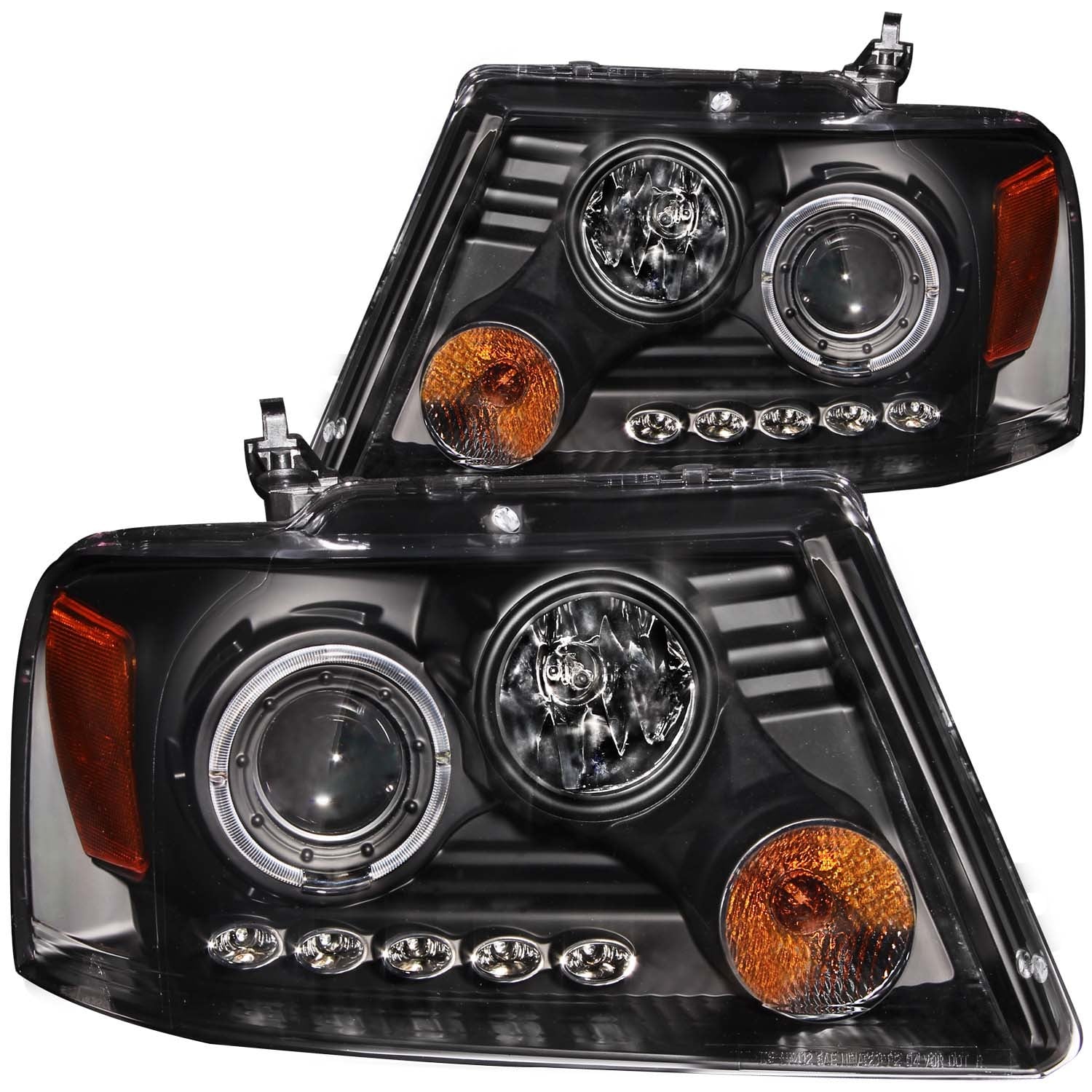 Black Housing Halogen Headlights Compatible with Ford F-150 2004-2008 ...