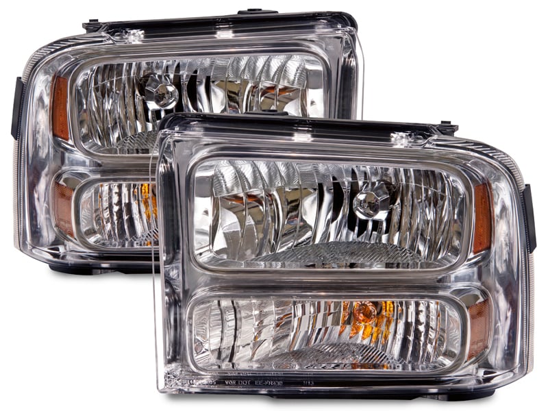 99-04 Ford Super Duty Excursion Chrome Conversion Halogen Headlights ...