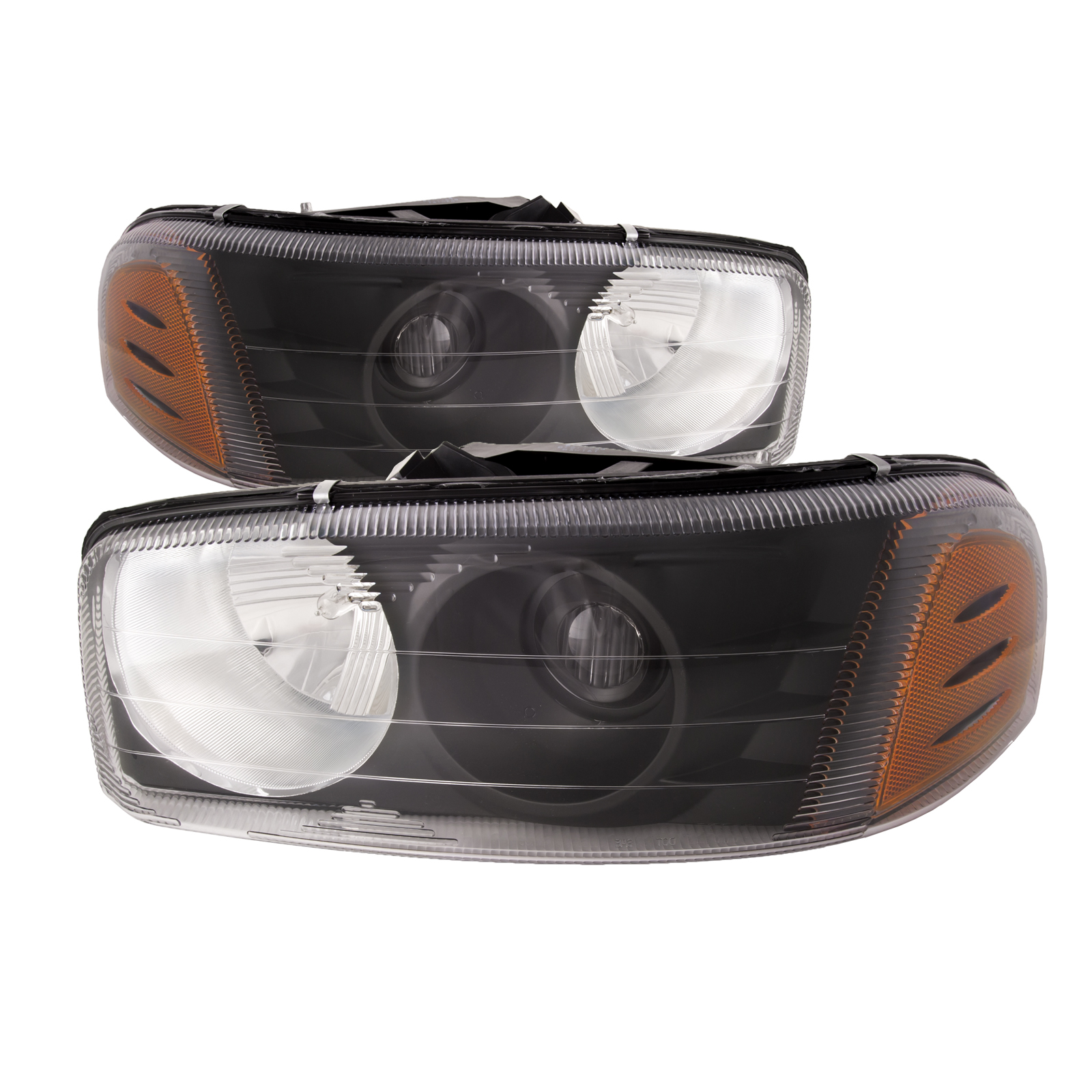 PERDE 1999-2006 GMC Sierra/Denali Headlights (Set; Black; Clear Lens)