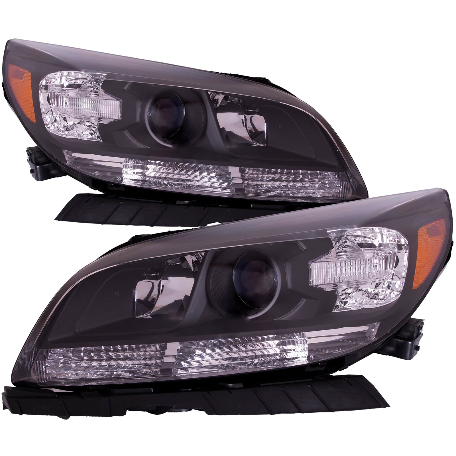 Headlights Set Halogen Projector Black Left Right Pair Fits 2013-2015 ...