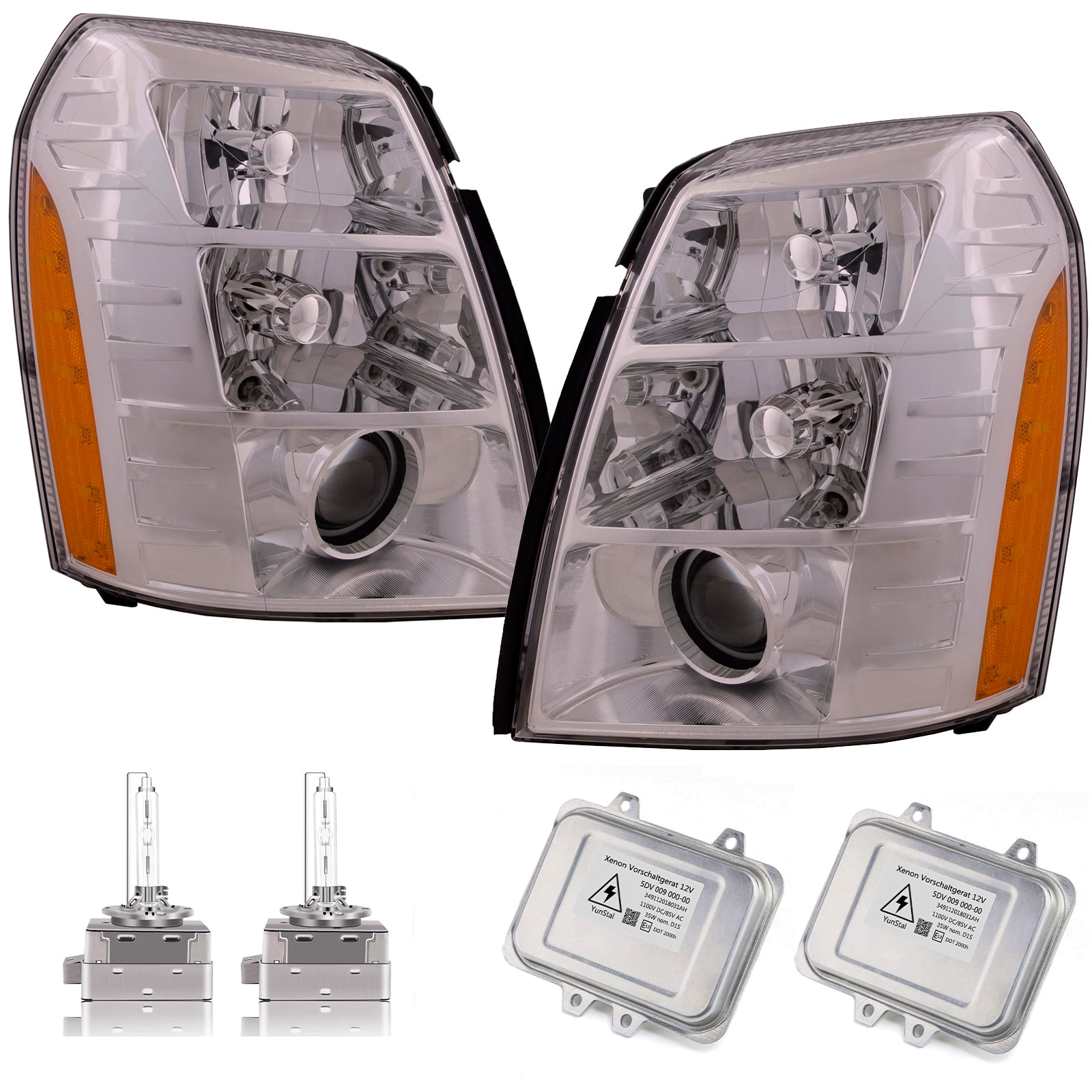 HID Headlights Set For 07-14 Cadillac Escalade EXT ESV w/ Bulbs and ...