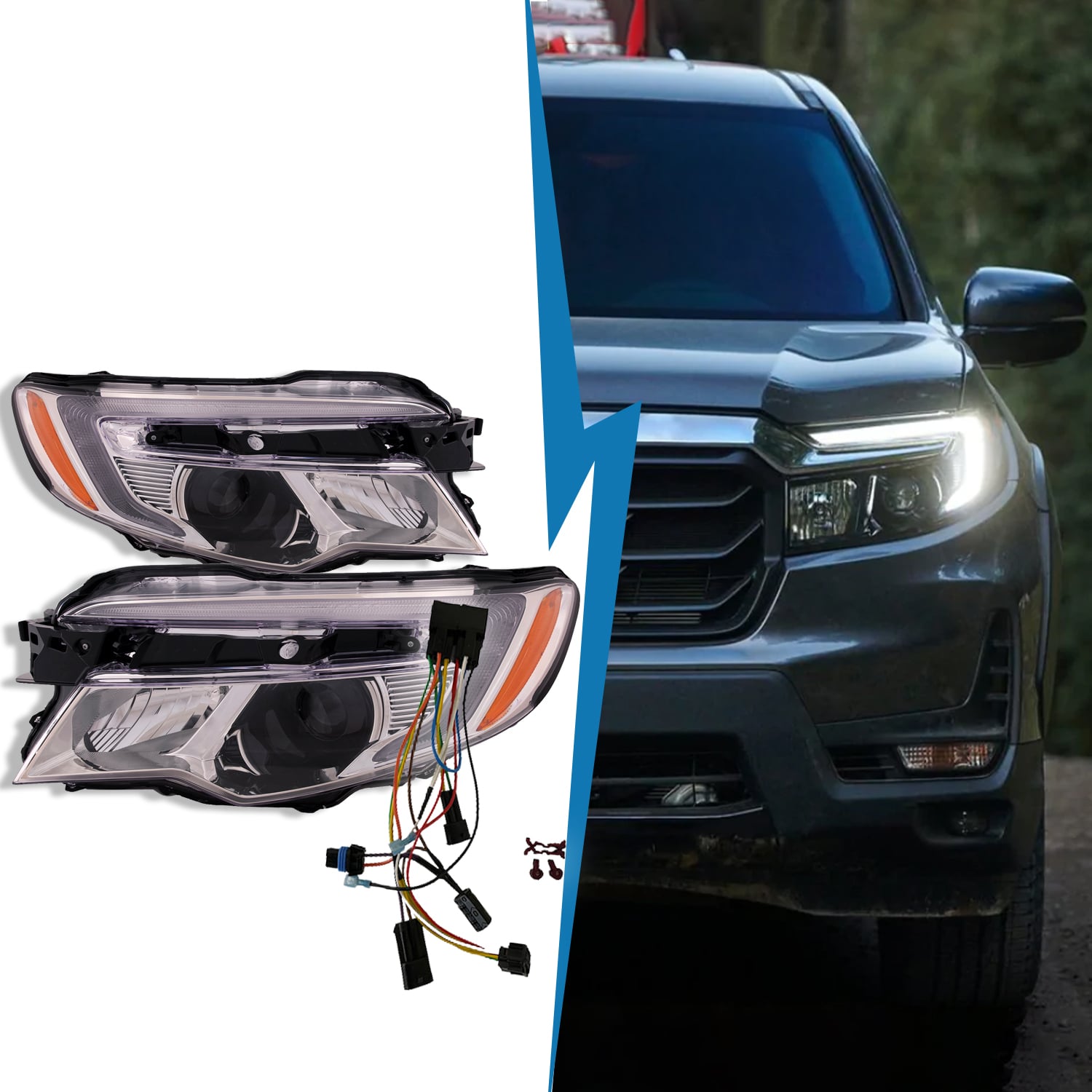 PERDE 16-22 Honda Pilot/RidgeLine/Passport Sport LED OE Style Headlight ...