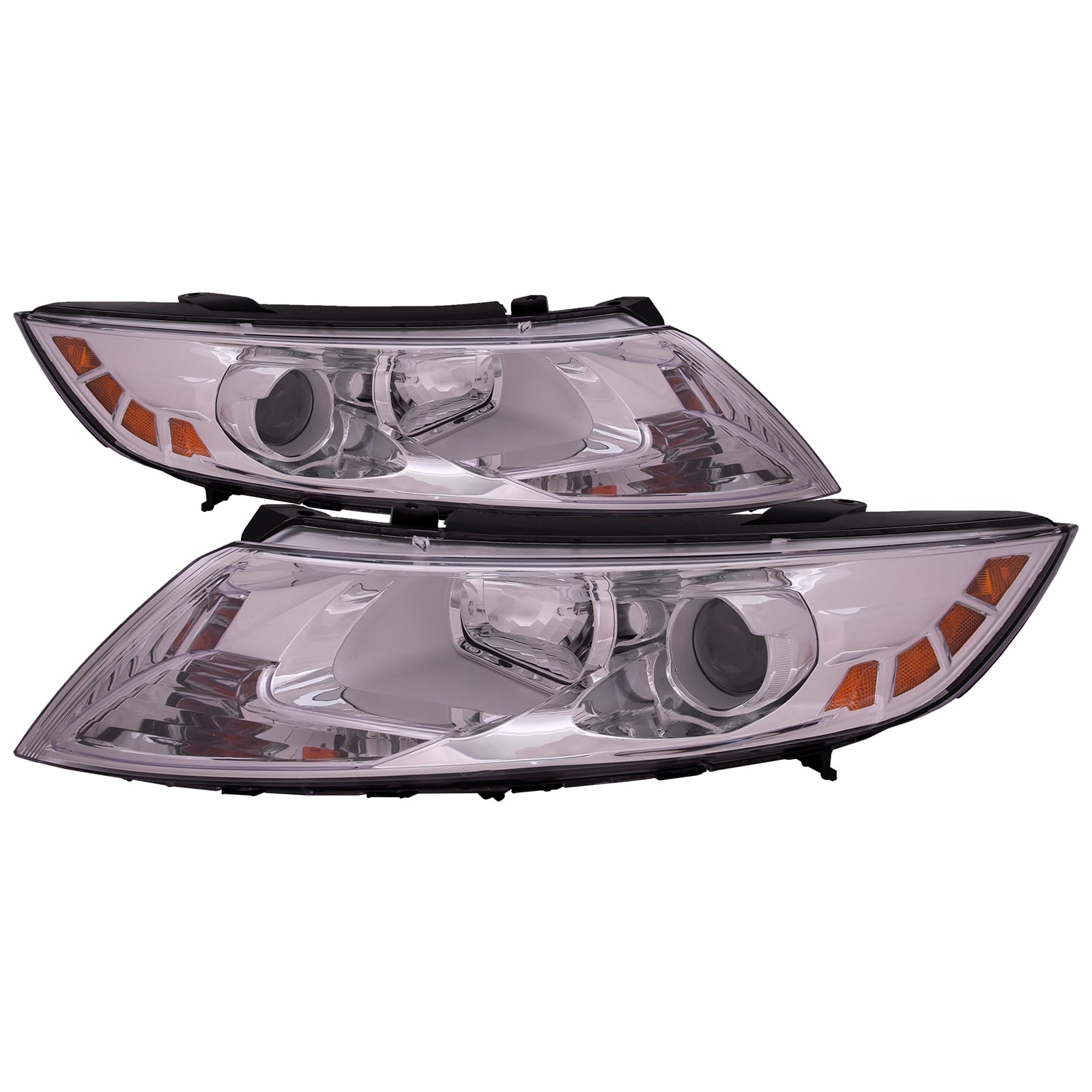 PERDE Headlight Halogen Set Chrome Housing W/Clear Lens Left Driver ...
