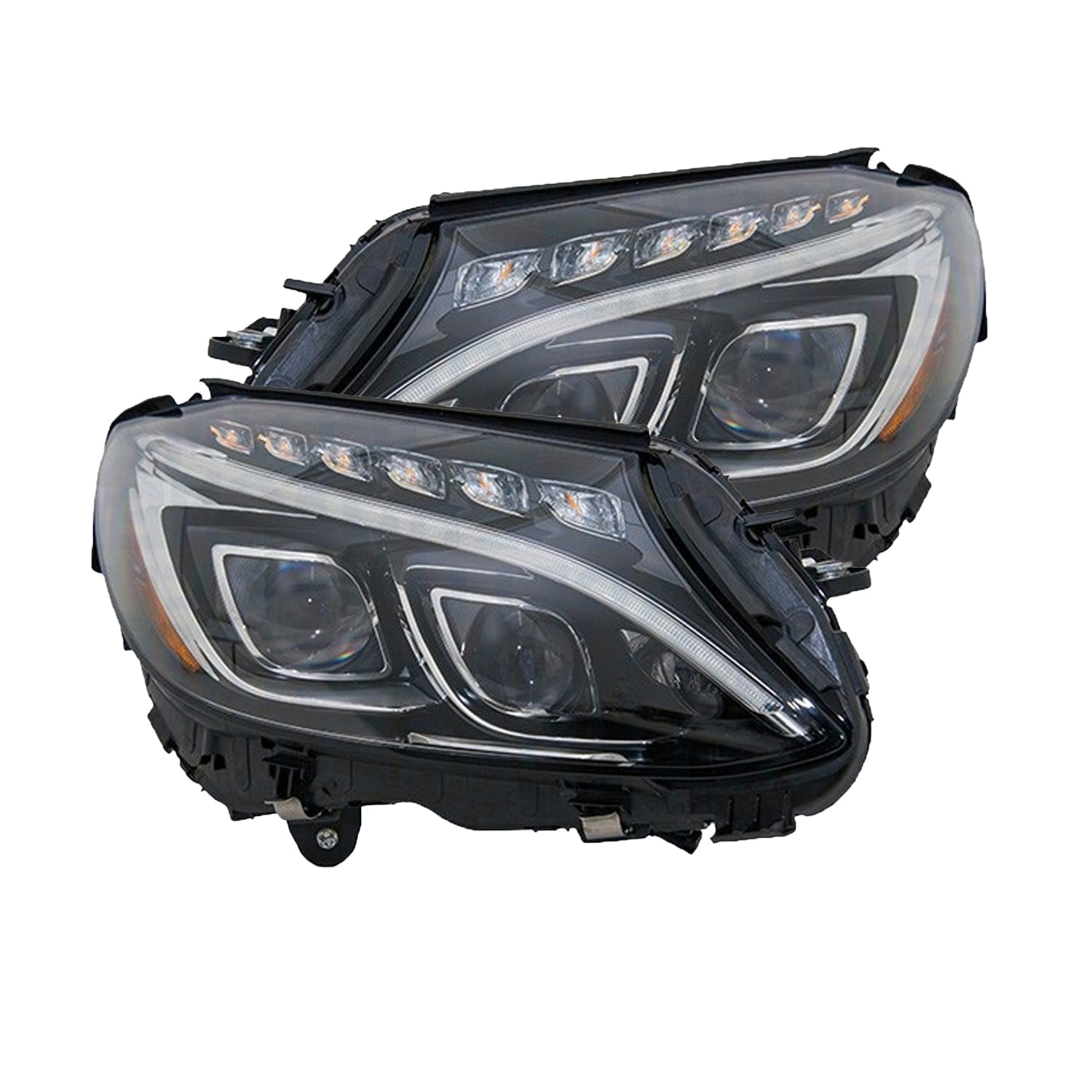 Driver & Passenger Headlight For Mercedes-Benz C300 C400 C63 AMG