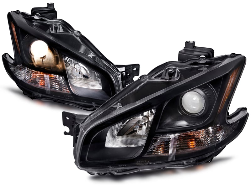 PERDE 09-14 Nissan Maxima Headlights Clear Lens With Black Housing (Set ...