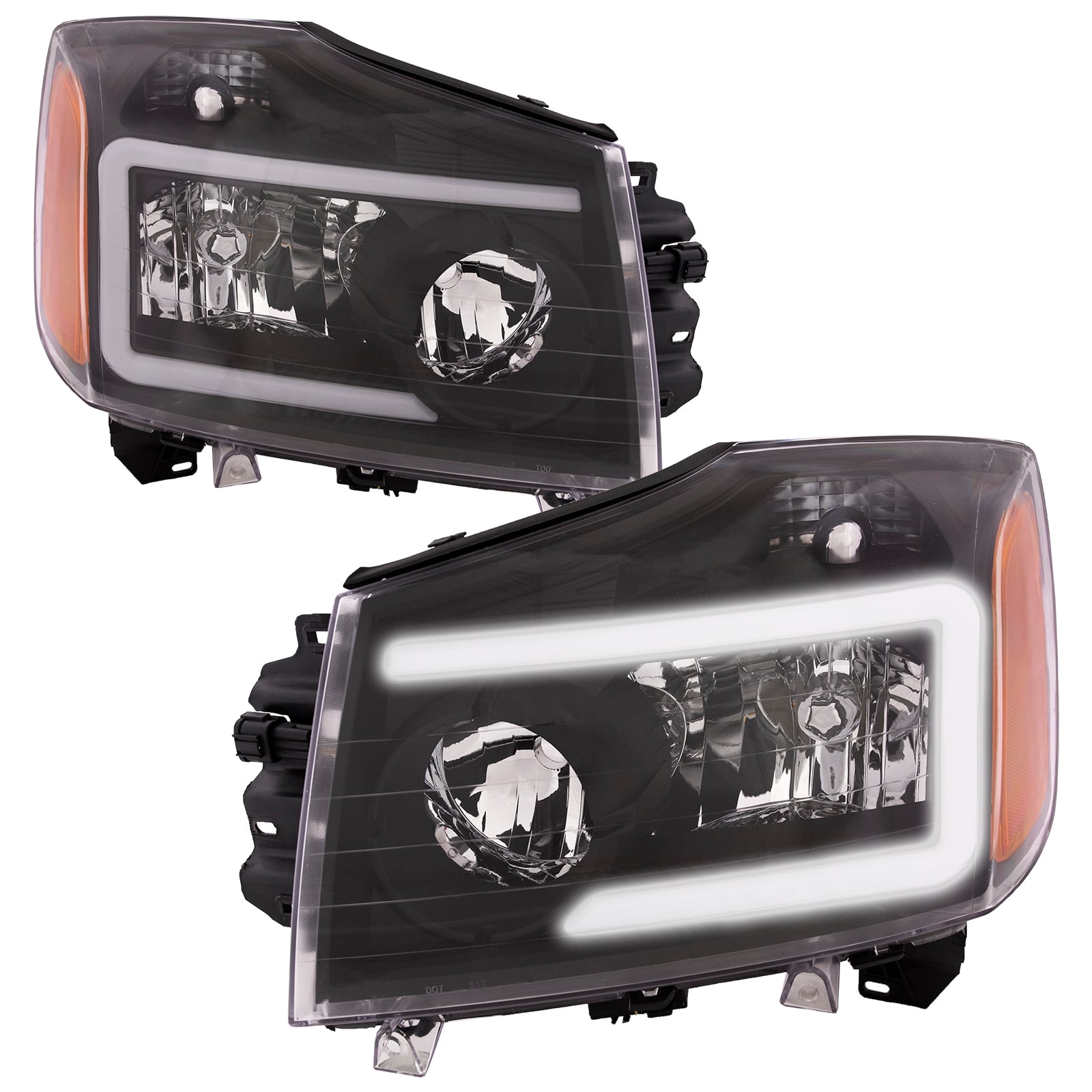 Headlights Depot 04-15 Nissan Titan Performance Headlights (Set; LED ...
