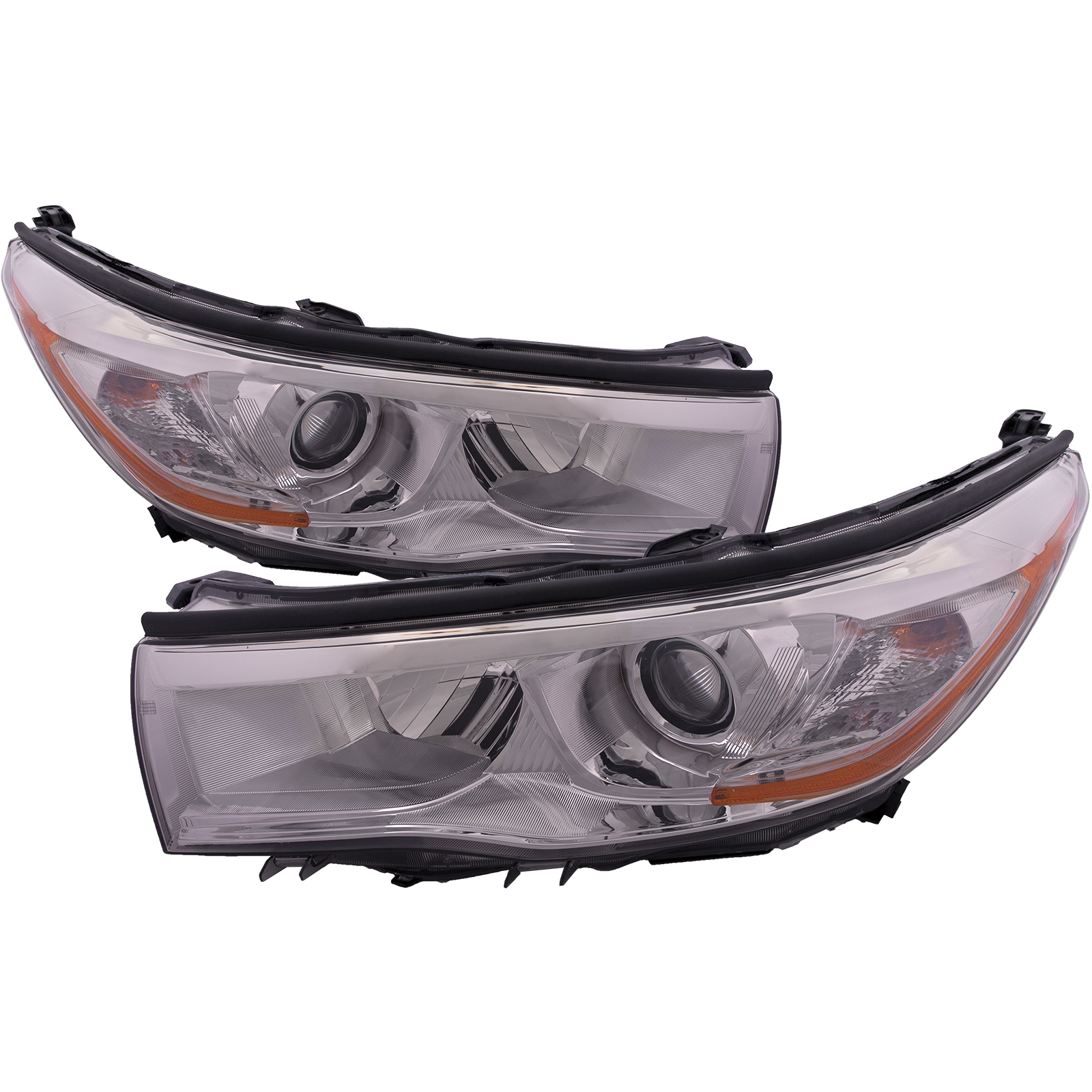 PERDE 2014-2016 Toyota Highlander Headlight Performance Lens w/ Chrome ...