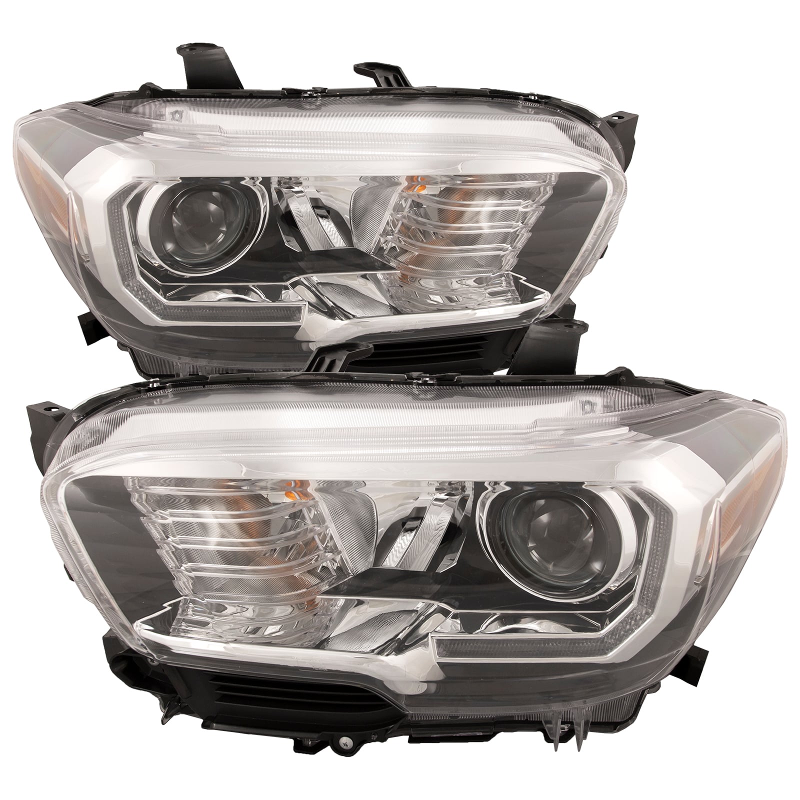 Headlights Set Halogen w/DRL Black Bezel w/Fog Lamps Driver Left Right ...