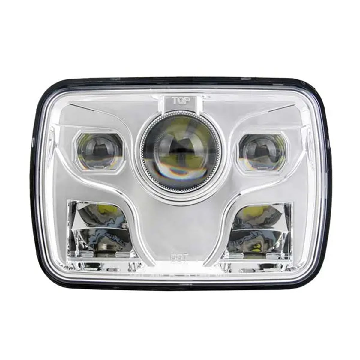 Headlights Depot 5x7 Inch Rectangular Sealed Beam Chrome LED Headlight ...