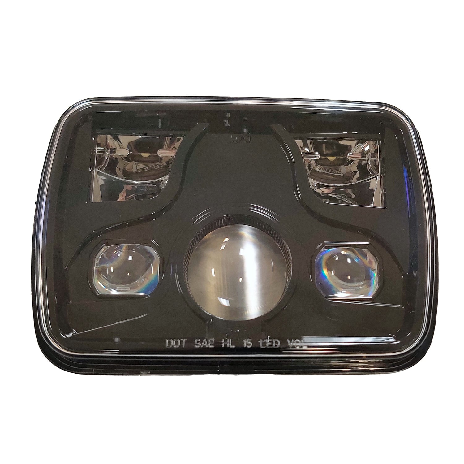 Headlights Depot 5x7 Inch Rectangular Sealed Beam Black LED Headlight ...