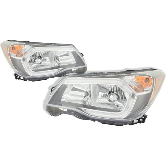 HID Headlight Set w Black Bezel For Subaru Forester 2014 2016 2.0L TURBO CAPA Certified