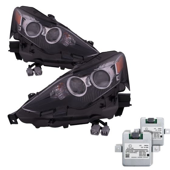 LED Headlights Set With LED Driver Unit CAPA Certified Right Left Pair ...