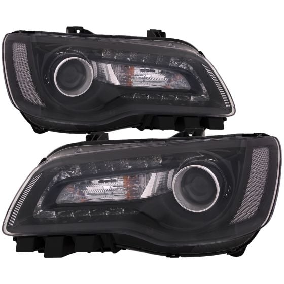 Headlights Set Halogen Projector Black Bezel CAPA Certified Left Driver ...