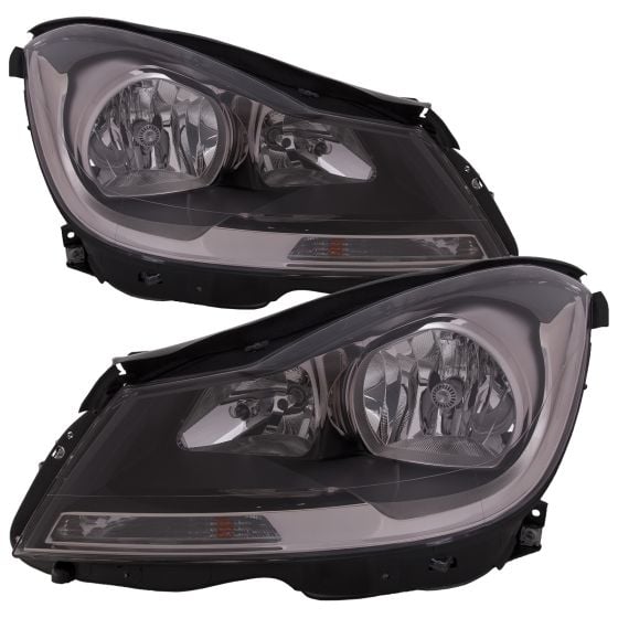 Headlight Halogen Black CAPA Certified Left And Right Pair Fits 2012 ...