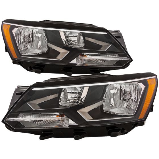 Headlights Set Fits 16-19 Volkswagen Passat CAPA Certified Halogen Pair