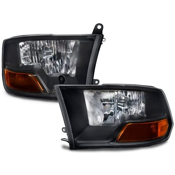 PERDE 09-17 Dodge Ram Headlights OE Style Black Housing (Set; Non-Quad ...