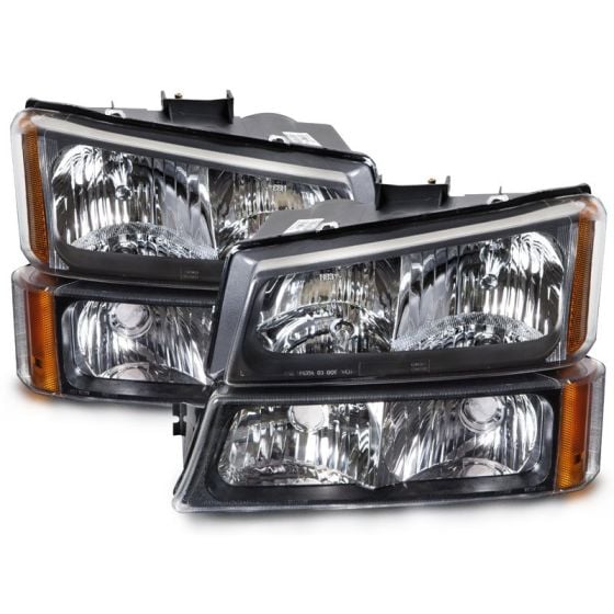 Headlights Depot Chevrolet Silverado/Avalanche Headlights (Set; Black ...