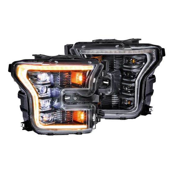 XB LED Heads Ford F150 15 17 Set Amber DRL Black Gen 2