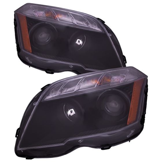 PERDE Headlight Halogen Set W Black Housing Clear Lens Fits 2010 2012 Mercedes Benz GLK
