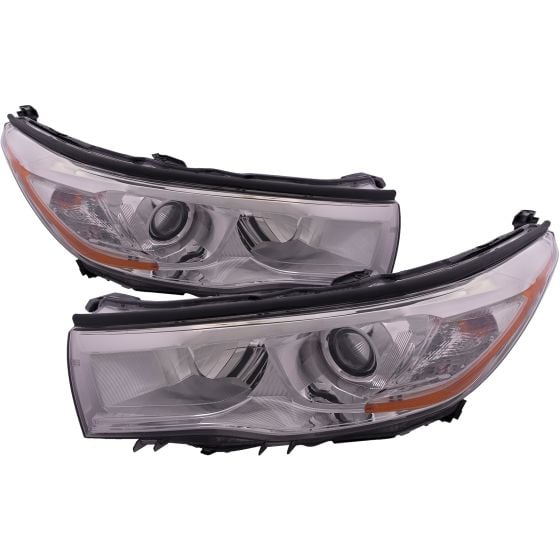 PERDE 2014-2016 Toyota Highlander Headlight Performance Lens w/ Chrome ...
