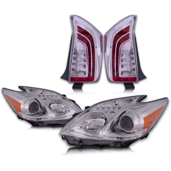 2012-2015 Toyota Prius Halogen Headlights And Tail Lights Pair Driver ...