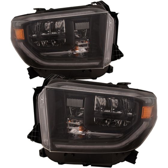 LED DRL Headlight Set w/Smoked Chrome Accent For Toyota Tundra 2019-2021