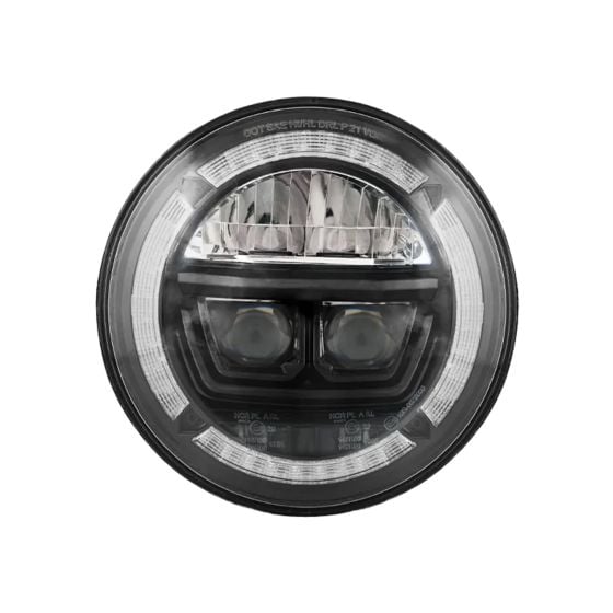 Headlights Depot 7 Inch Round Sealed Beam Black LED Headlight with DRL ...