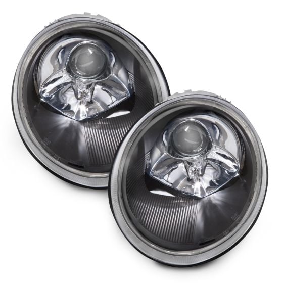 Perde Black Housing Halogen Headlights Compatible with Volkswagen Beetle 1998 2005 Includes Left Driver and Right Passenger Side Headlamps