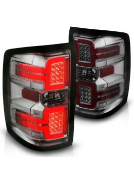LED Light Bar Style Tail Light Set with Sequential Signal Chrome ...