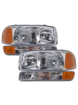 Headlights Fits GMC Sierra 1500 HD 2500 3500 Yukon XL Includes Left ...