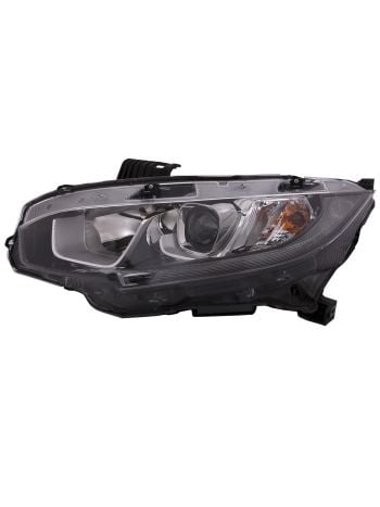 Left Driver Halogen Projector Headlight For 16-20 Honda Civic CAPA ...