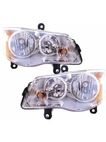 Headlights Set Fits Chrysler Town & Country 08-16 Pair CAPA Certified Lamps