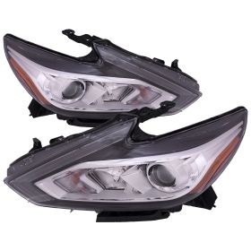 Headlight CAPA Certified Halogen Chrome Bezel Right And Left Pair Fits ...