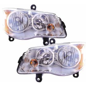 Headlights Set Fits Chrysler Town & Country 08-16 Pair CAPA Certified Lamps