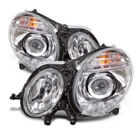 Headlights Set Halogen Chrome Pair Assembly Fits 2006-2009 Mercedes ...