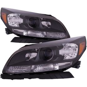 Headlights Set Halogen Projector Black Left Right Pair Fits 2013-2015 ...