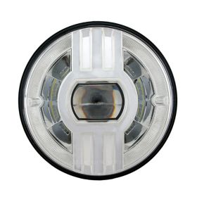 Headlights Depot 7 Inch Round Sealed Beam Chrome LED Headlight with ...